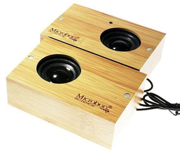 Microbon Mini Wooden Powered Stereo Speakers - Gadizmo.com